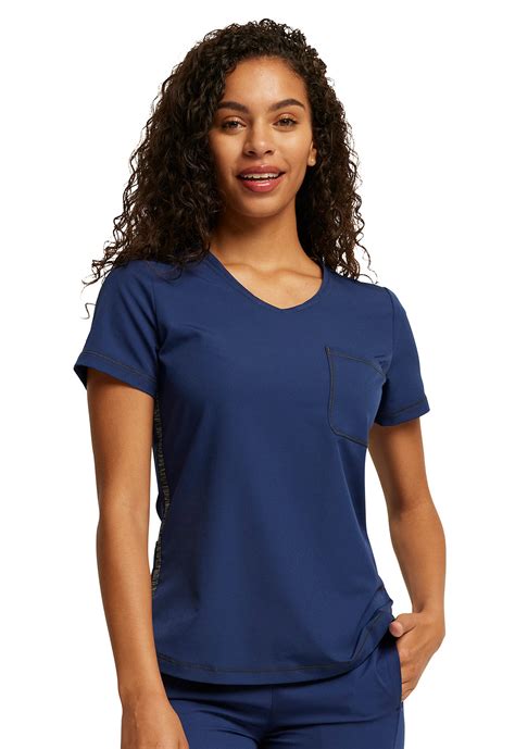 Dickies Scrub Tops Womens Rounded V Neck Solid Top Scrubs Uniforms