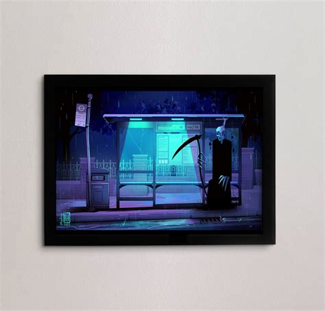 Spooky Anime Lofi Art Print For Bedroom Dark Urban Fantasy Art For