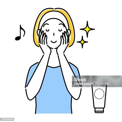 거친 피부가 된 여성은 피부 관리 일러스트스 심플 벡터 거친 피부를 가진 여성이 스킨 케어를 하고 있습니다 간단한 그림 벡터 건강관리와 의술에 대한 스톡 벡터 아트 및 기타