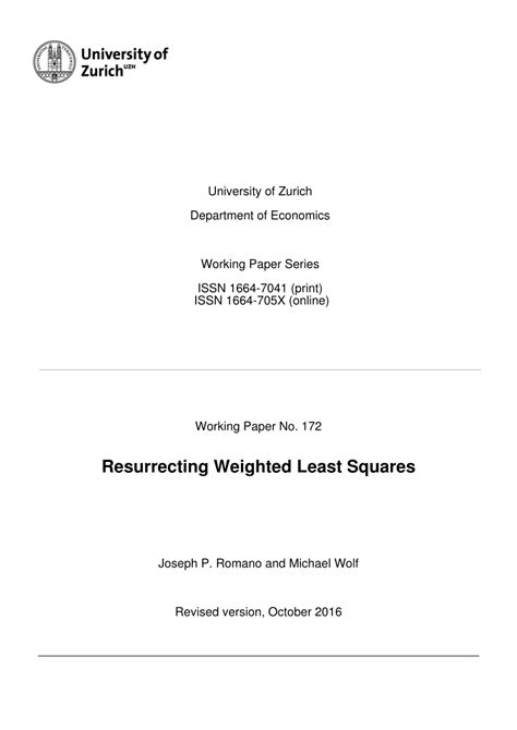 Pdf Resurrecting Weighted Least Squares