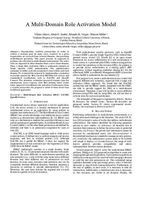 Pdf A Multi Domain Role Activation Model