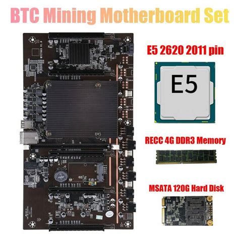 X79 H61 Btc 광부 마더 보드 5x Pci E 8x 지원 3060 3080 E5 2620 Cpu가 장착 된 그래픽 카드 Recc 4g Ddr3 메모리 120g Ssd