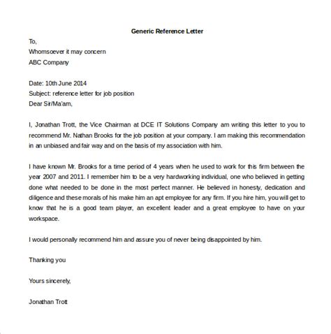 Free Reference Letter Templates 24 Free Word Pdf Documents Download Free And Premium Templates