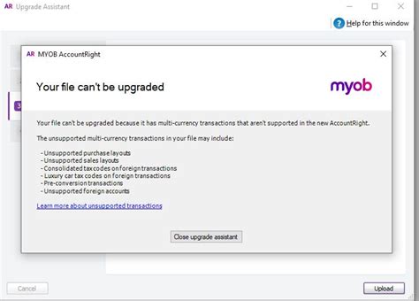 Your File Cant Be Upgraded Is It Due To Fx Journals Myob Community