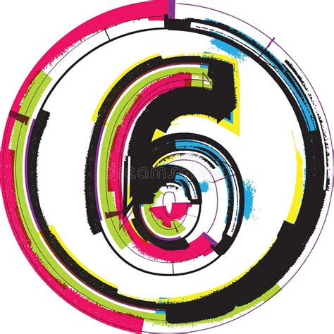 Colorful Grunge Font Number 6 Stock Vector Illustration Of Abstract