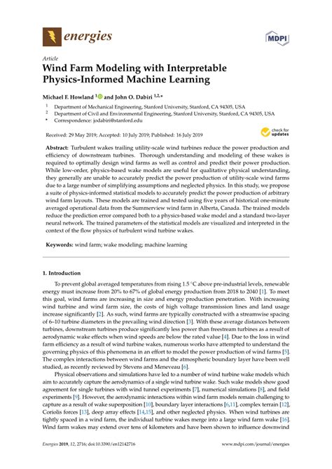 Pdf Wind Farm Modeling With Interpretable Physics Informed Machine