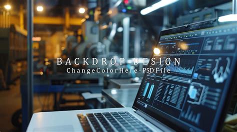 Laptop With Data Analysis In Industrial Setting Premium Ai Generated Psd
