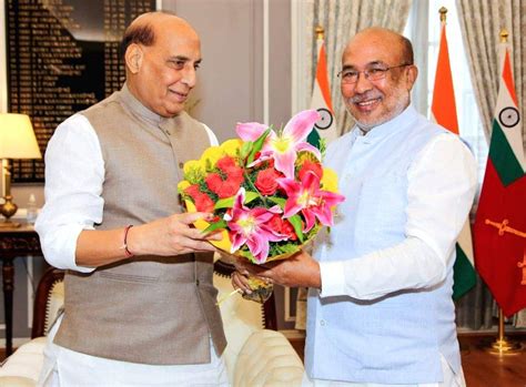 Manipur Cm N Biren Singh Meets Defence Minister Rajnath Singh Seeks
