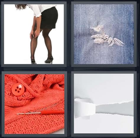 4 Pics 1 Word Answer For Pantyhose Tear Rip Hole