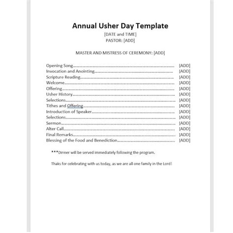 Church Usher Program Etsy