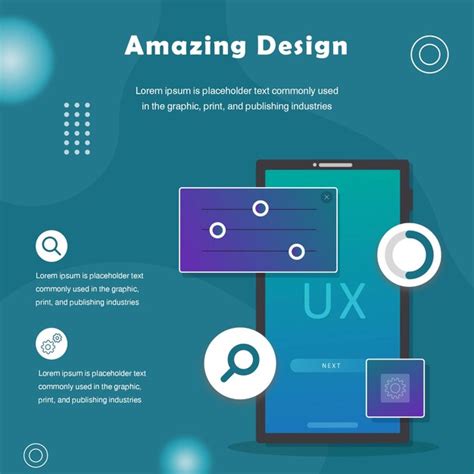 사용자 경험과 인터페이스 디자인의 스마트폰 요소 컬렉션 표현을 위한 Ui 디자인 프리미엄 벡터