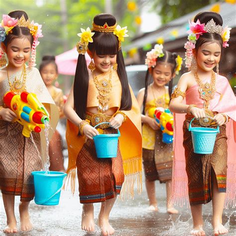 송크란 축제에서 물놀이를 하는 태국 소녀들 태국 송크란 축제 제전 배경 배경 일러스트 및 사진 무료 다운로드 Pngtree