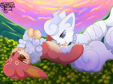 Rule 34 Agni Pinkbutterfree Alolan Vulpix Ambiguous Gender Blue Eyes Bodily Fluids Collar