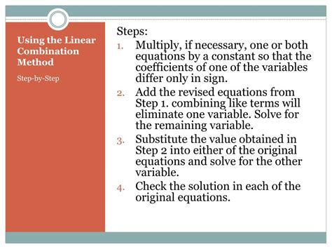Ppt Solving Linear Systems By Linear Combinations Powerpoint Presentation Id6516783