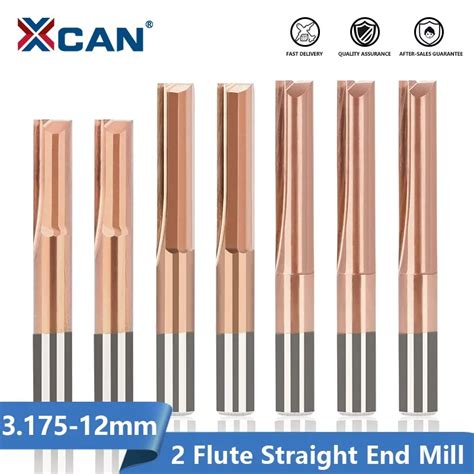 Xcan 스트레이트 밀링 커터 3175 12mm 2 플루트 밀링 비트 Ticn 코팅 카바이드 엔드 밀 Cnc 기계 라우터