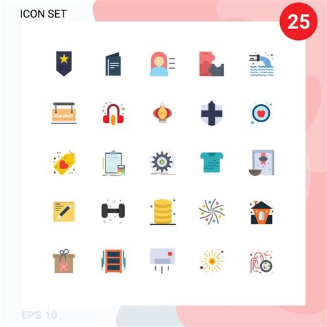 Universal Icon Symbols Group Of 25 Modern Flat Colors Of Sewage Pollution Girl Pipe Puzzle Game