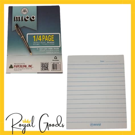 Mica Pad Papers Paper 1 4 1 2 Crosswise 1 2 Lengthwise Intermediate