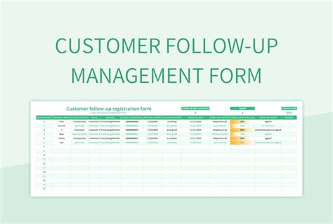Customer Follow Up Management Form Excel Template And Google Sheets File For Free Download