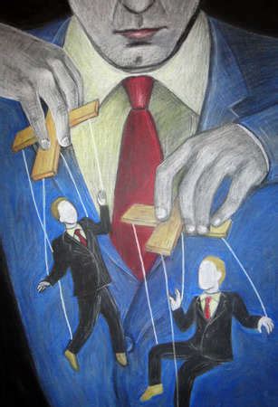 Stock Illustration Man Controlling Businessmen On Puppet Strings