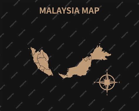 Premium Vector Detailed Old Vintage Map Of Malaysia With Compass And