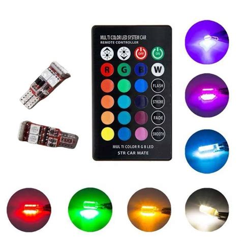 Led หลอดไฟหรี่รถยนต์ รถมอเตอร์ไซร์ เปลี่ยนสีได้ ขั้ว T10 ไฟหรี่ 7 สี 17 สเต็ป Led งานดี ทนทาน