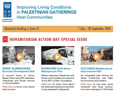 Undp In Palestinian Gatherings Humanitarian Action Day Special Issue United Nations