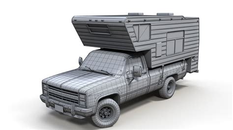 3d Model 80s American Camper Truck Vr Ar Low Poly Cgtrader