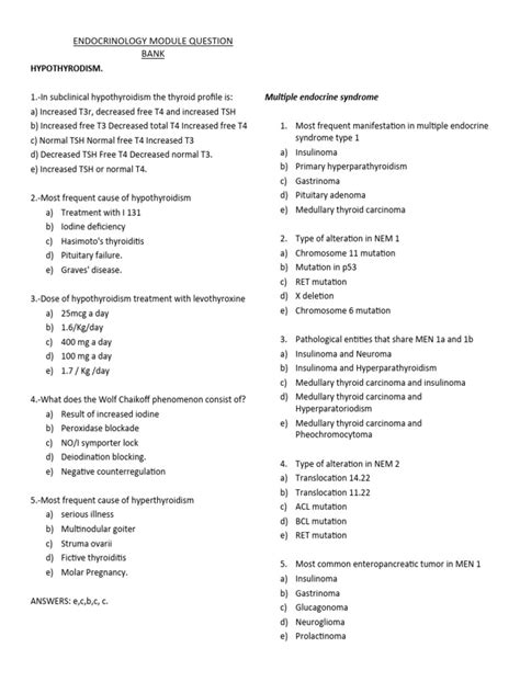Harrison Question Bank Pdf Hypothyroidism Thyroid