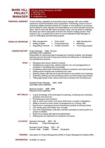 Project Manager CV Template Construction Project Management Jobs CV Team Leader