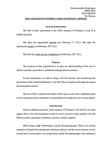 Hplc Analysis Of Vitamins A And D In Softgel Capsules St Th Pdf High Performance Liquid