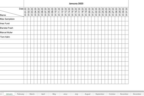 Attendance Excel Sheet Template