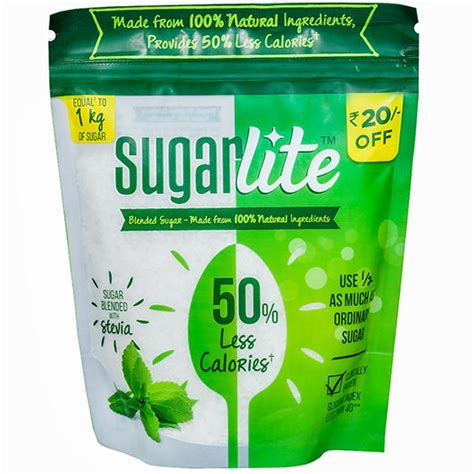 Buy Sugarlite 50 Less Calories Sugar With Stevia Refill Rs 20 Off