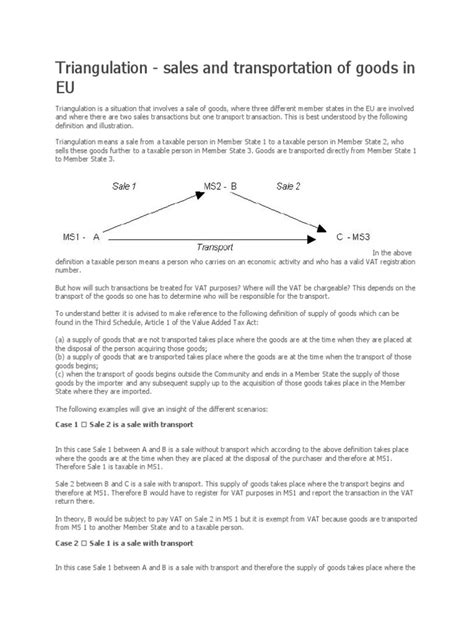 Triangulation Sales Transport Goods Eu Pdf Invoice Receipt