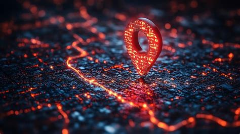 digital location pin icon with binary code artificial intelligence in