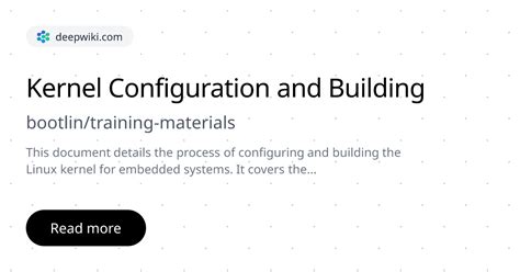Kernel Configuration And Building Bootlintraining Materials Deepwiki