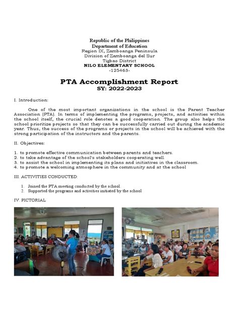 Pta Accomplishment Report 2023 Pdf