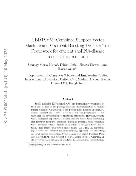 Pdf Gbdtsvm Combined Support Vector Machine And Gradient Boosting Decision Tree Framework For