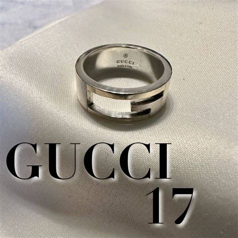 1スタ 鏡面仕上げ Gucci グッチ リング 指輪 シルバー Sv925 ブランデッドリング Gロゴ 17 レディース メンズシルバー
