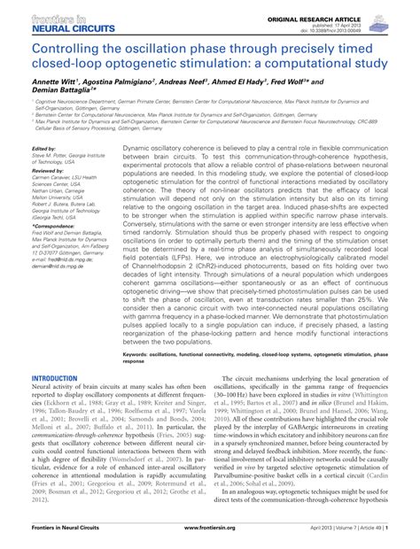 Pdf Controlling Oscillation Phase Through Precisely Timed Closed Loop Optogenetic Stimulation