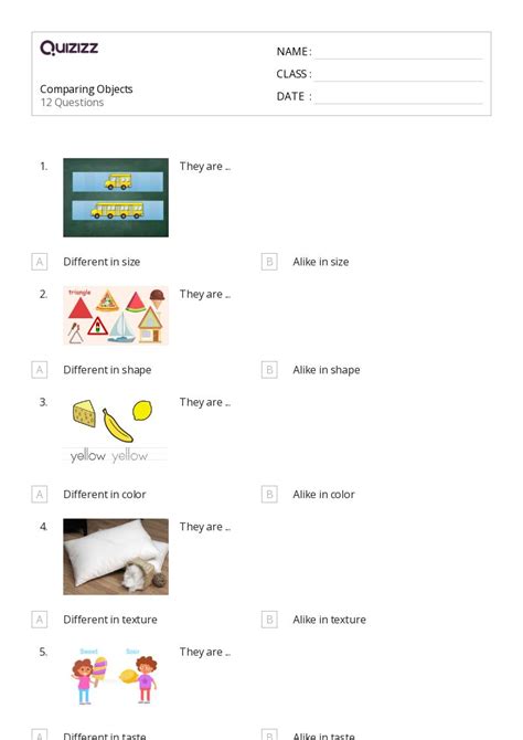 50 Comparing Size Worksheets For 1st Grade On Quizizz Free And Printable