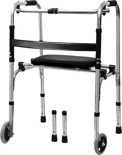 Lefeke Folding Walking Frame With Wheels And Seat Lightweight