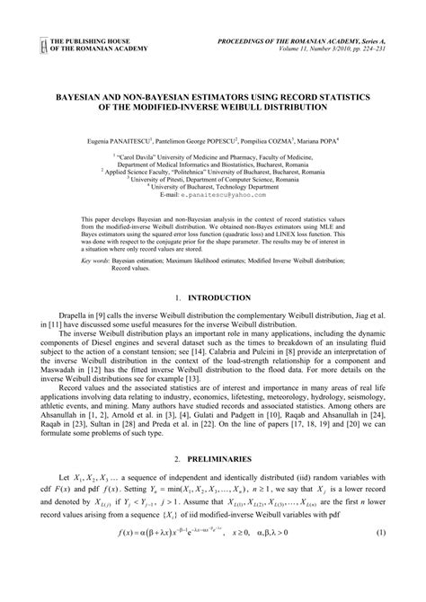 Pdf Bayesian And Non Bayesian Estimators Using Record Statistics Of The Modified Inverse