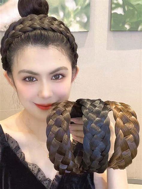 1pc Women Multi Color Wide Headband With Fake Hair Extension And Fluffy