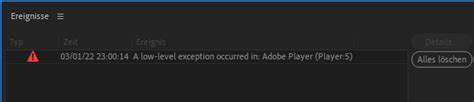A Low Level Exception Occured In Adobe Player Pla Adobe Community