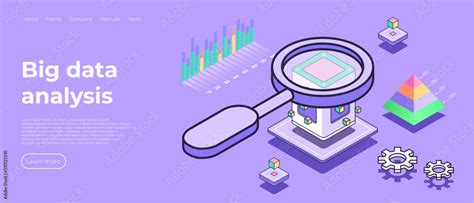 Big Data Analysis Isometric Vector Illustration Data Visualization Concept Can Use For Web