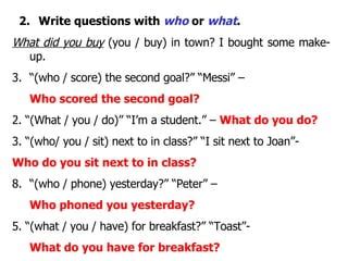 Subject And Object Questions 1 PPT