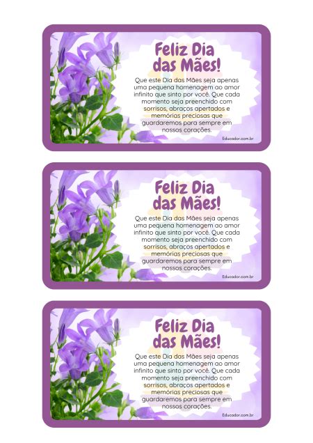 Cartão De Dia Das Mães Diversos Modelos Para Imprimir Educador