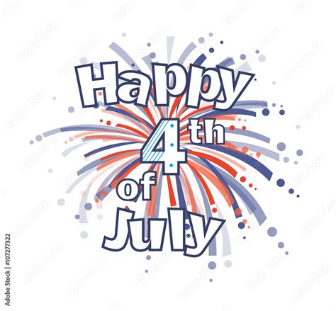 Fourth Of July Fireworks Happy 4th Of July Clip Art With Red And Blue Firework Eps10 Vector