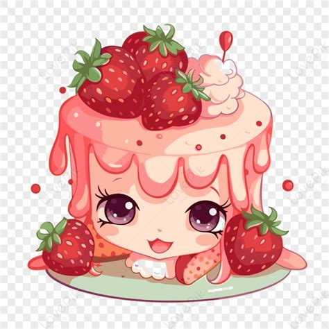 딸기 쇼트 케이크만화클립 아트상표 Png 일러스트 무료 다운로드 Lovepik