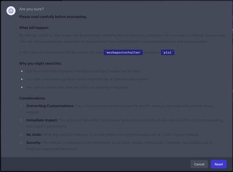reset file permissions is hard to read ploi roadmap